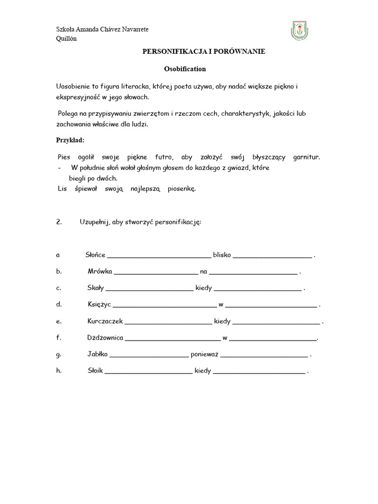 Personifikacja I Porównanie | PDF
