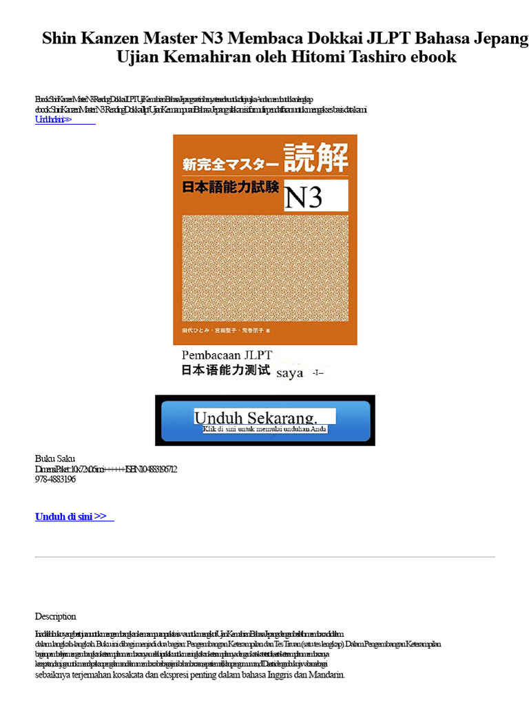 Shin Kanzen Master n3 Baca Dokkai Uji Kemampuan Bahasa Jepang JLPT | PDF