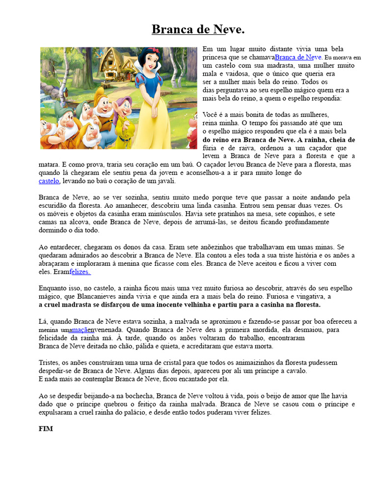 Contos Infantis: Branca de Neve e Outros | PDF | Chapeuzinho Vermelho