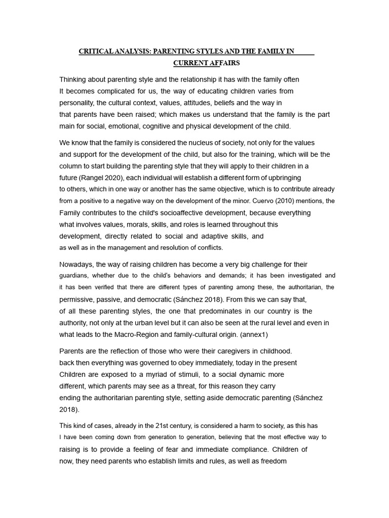 Parenting Styles and Family Dynamics | PDF | Parenting | Critical Thinking