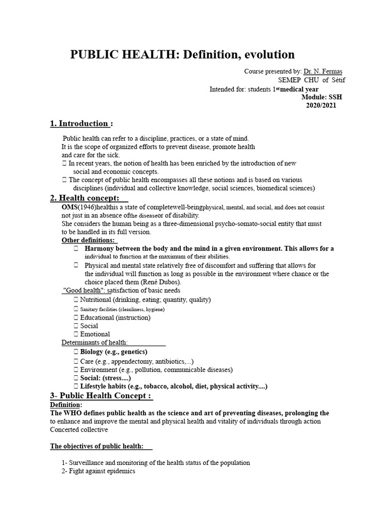 Public Health Course | PDF | Public Health | Life Expectancy