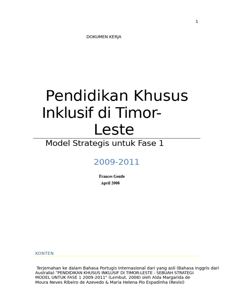 Pendidikan Khusus Inklusif Di Timor-Leste | PDF