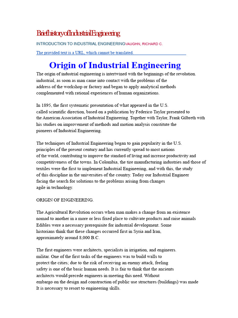 History of Industrial Engineering | PDF | Industrial Engineering ...