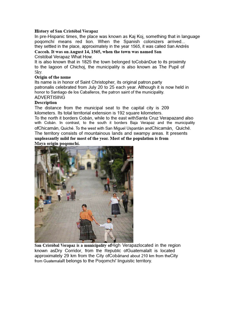 History of San Cristóbal Verapaz | PDF