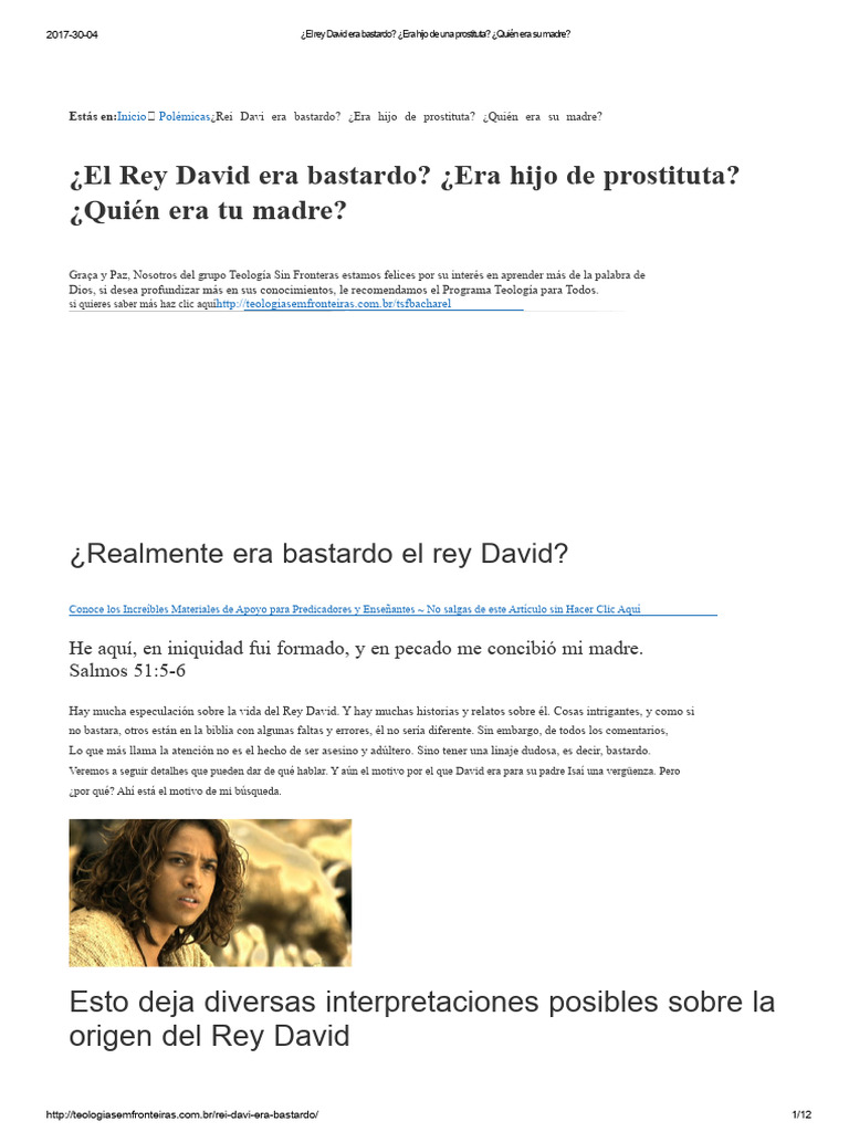 ¿Era David hijo de una prostituta? | PDF | David | Leah