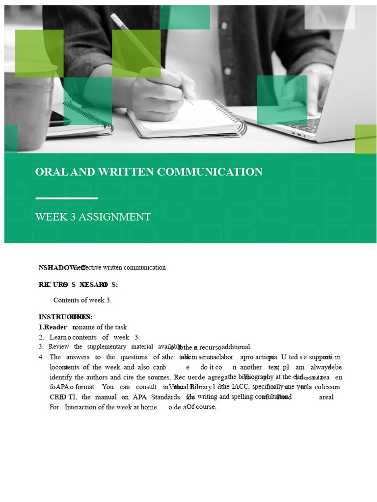 Week 3 Task Oral and Written Communication | PDF | Learning | Linguistics