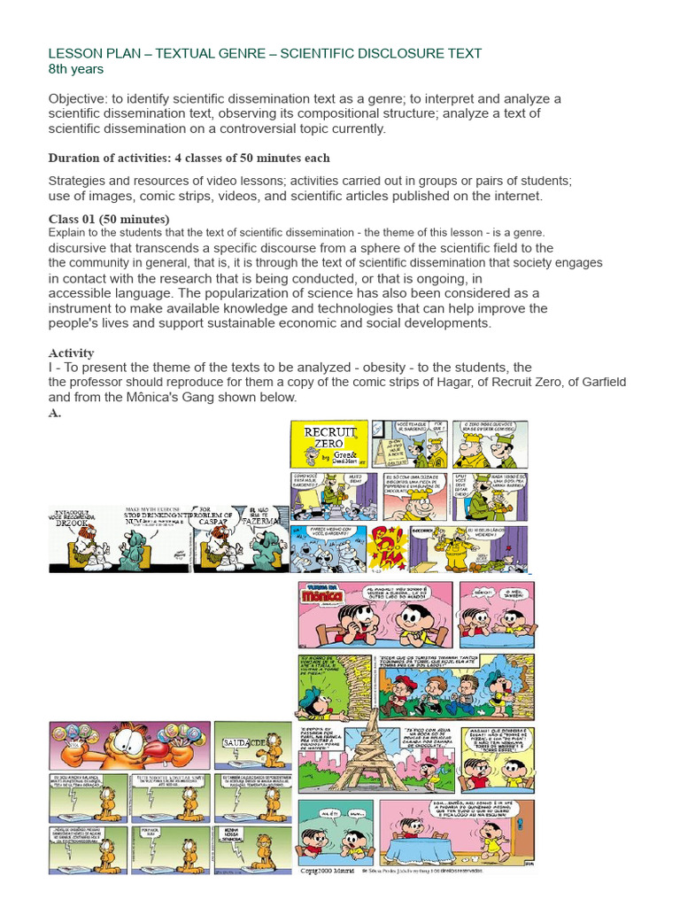 Lesson Plan For A Scientific Dissemination Article | PDF | Body Mass Index | Obesity