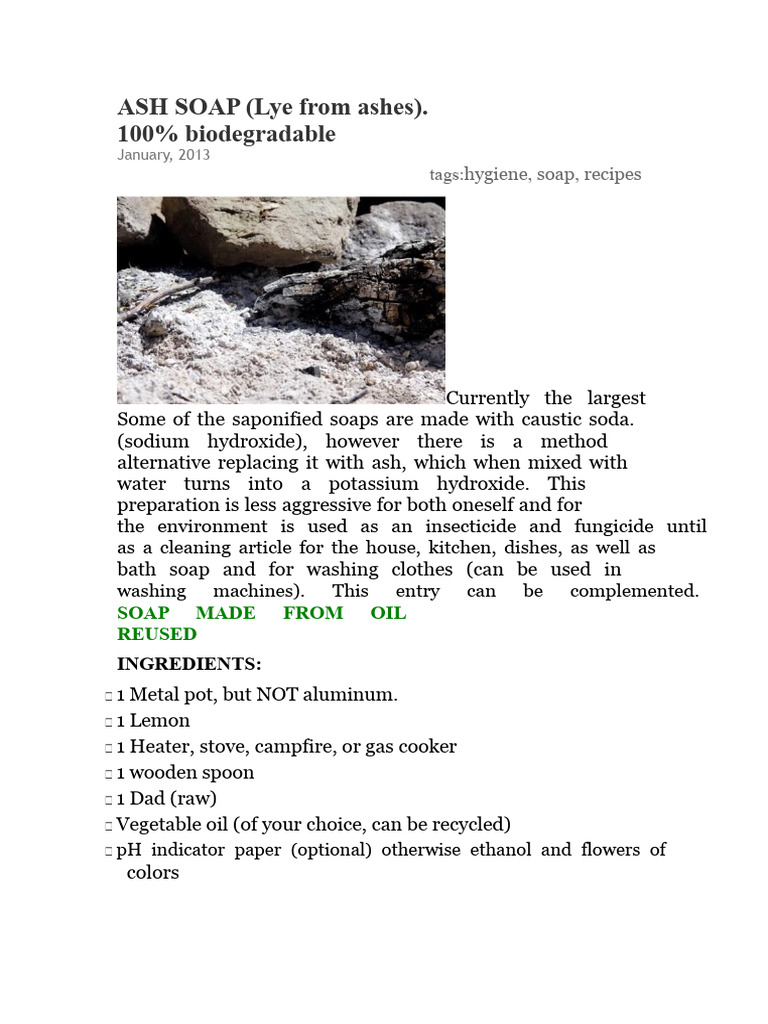 Ash Soap | PDF | Soap | Sodium Hydroxide