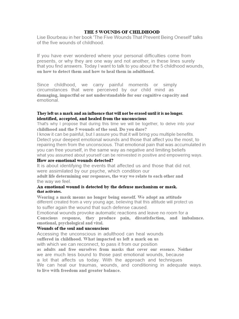 The 5 Wounds of Childhood | PDF | Fear | Attitude (Psychology)