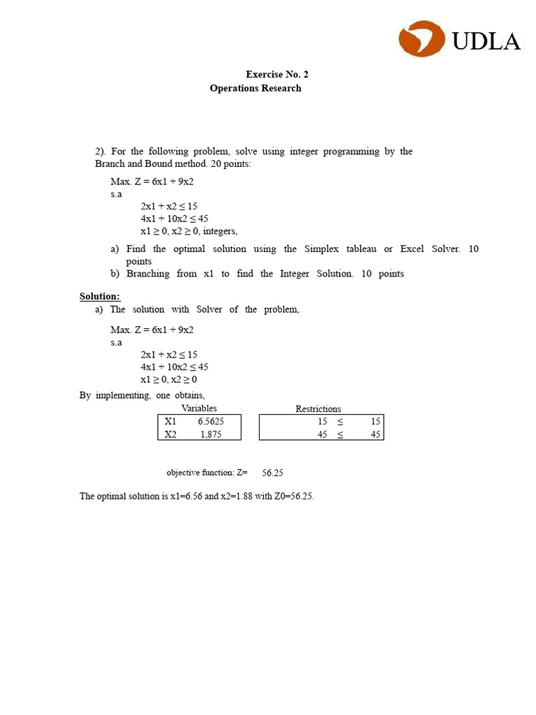 Exercise 1 Operations Research | PDF | Mathematical Optimization ...
