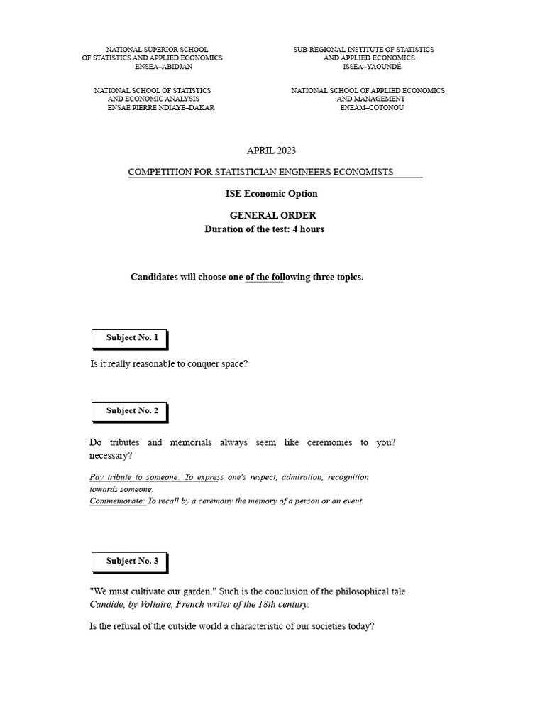 ISE Eco 2023 Topics | PDF | Function (Mathematics) | Economics