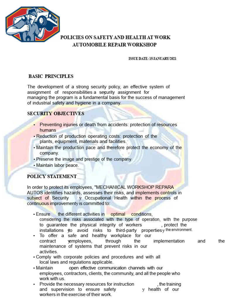 Safety and Health Policies in The Workplace. Workshop | PDF | Occupational Safety And Health ...