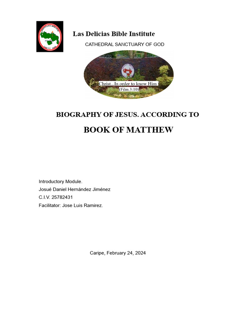 Biography of Jesus According To The Book of Matthew | PDF | Jesus | Resurrection Of Jesus
