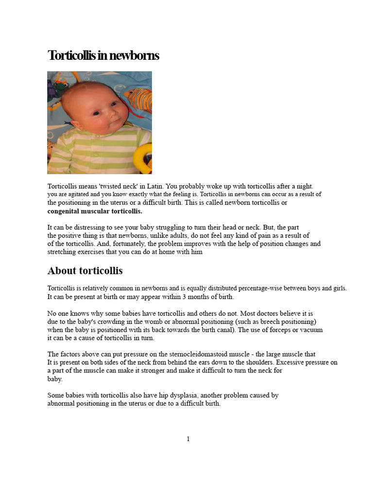 Understanding Newborn Torticollis | PDF | Musculoskeletal System