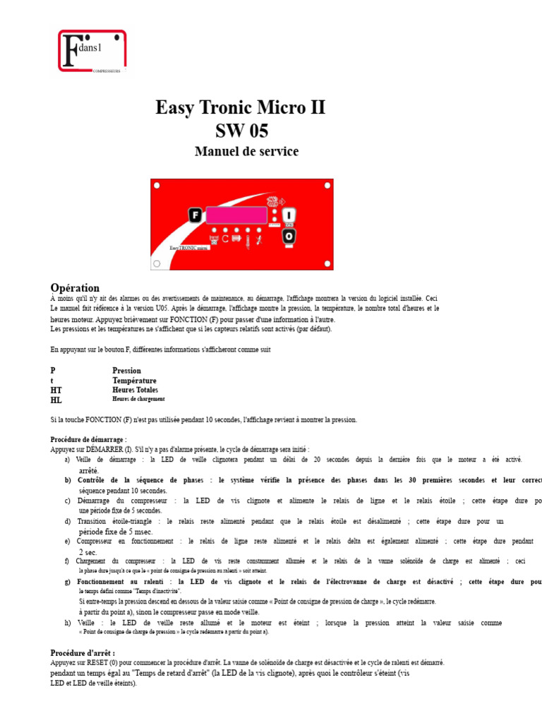 Manuel de service Easy Tronic Micro II | PDF | Capteur