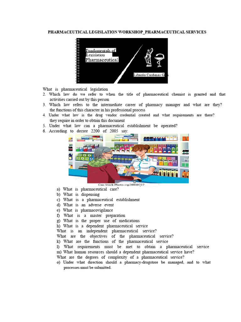 Pharmaceutical Legislation Workshop - Pharmaceutical Services | PDF | Pharmacy | Medicine