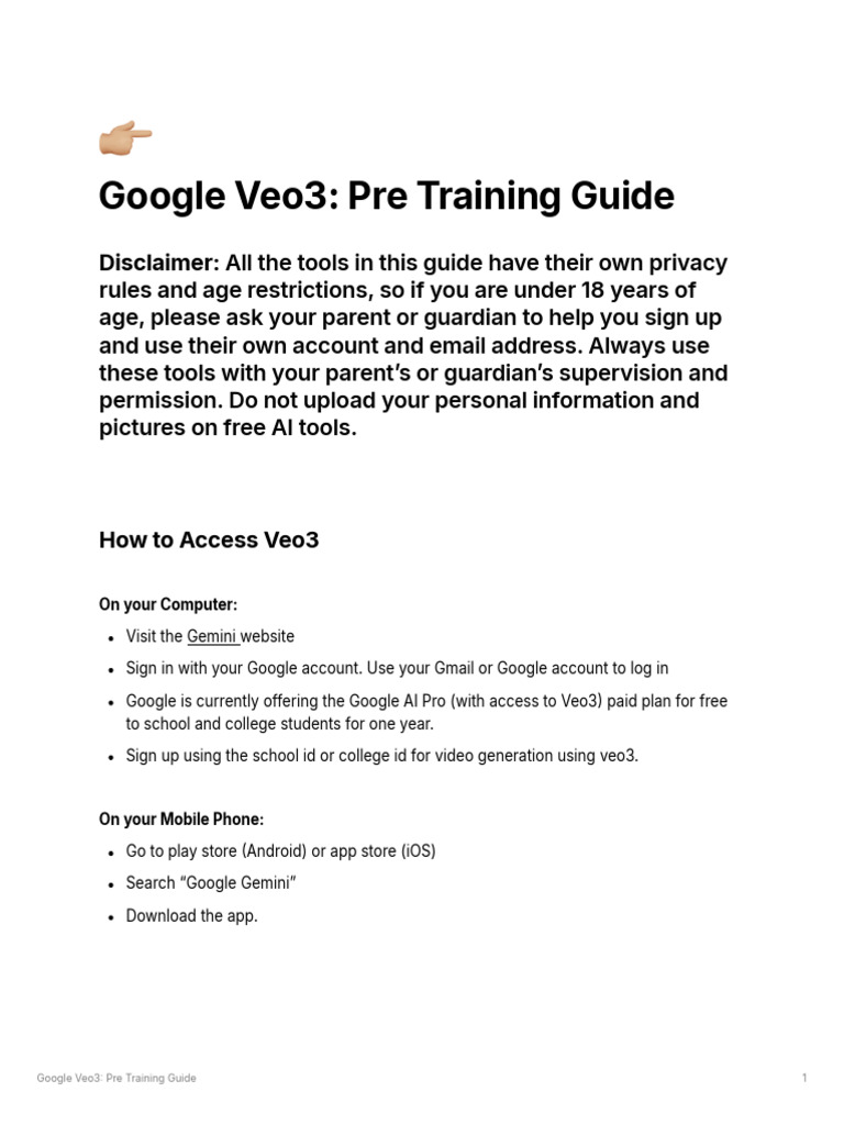 Google Veo3 Training Guide for Students | PDF