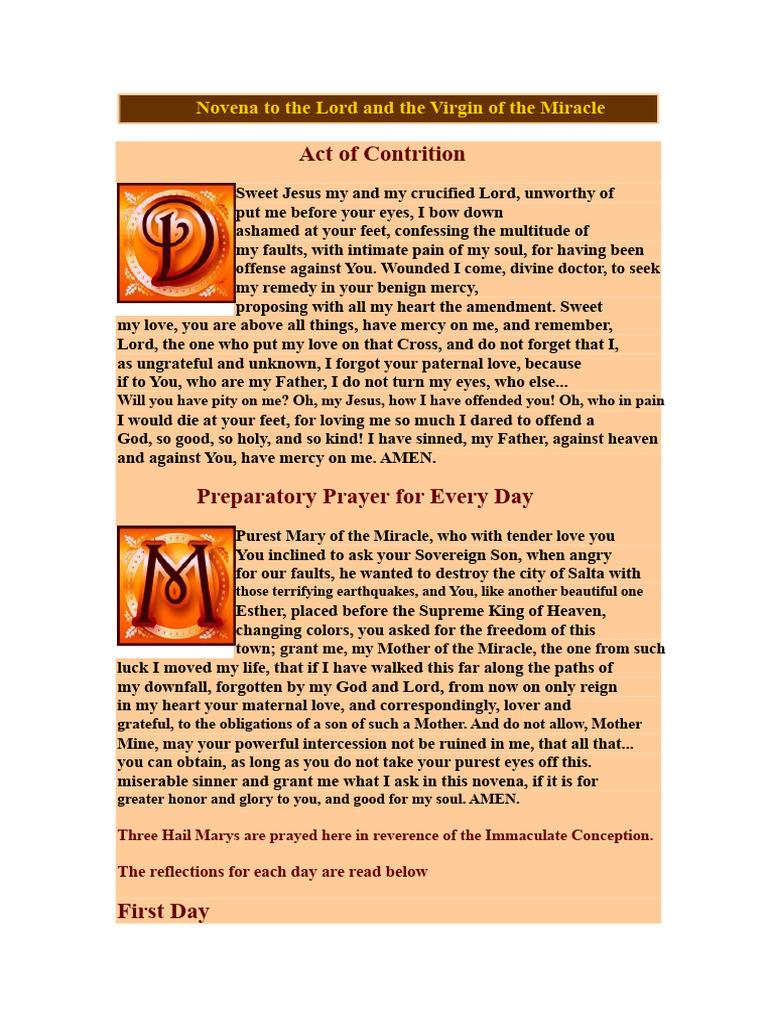 Novena To The Lord and The Virgin of The Miracle | PDF | Mary, Mother ...