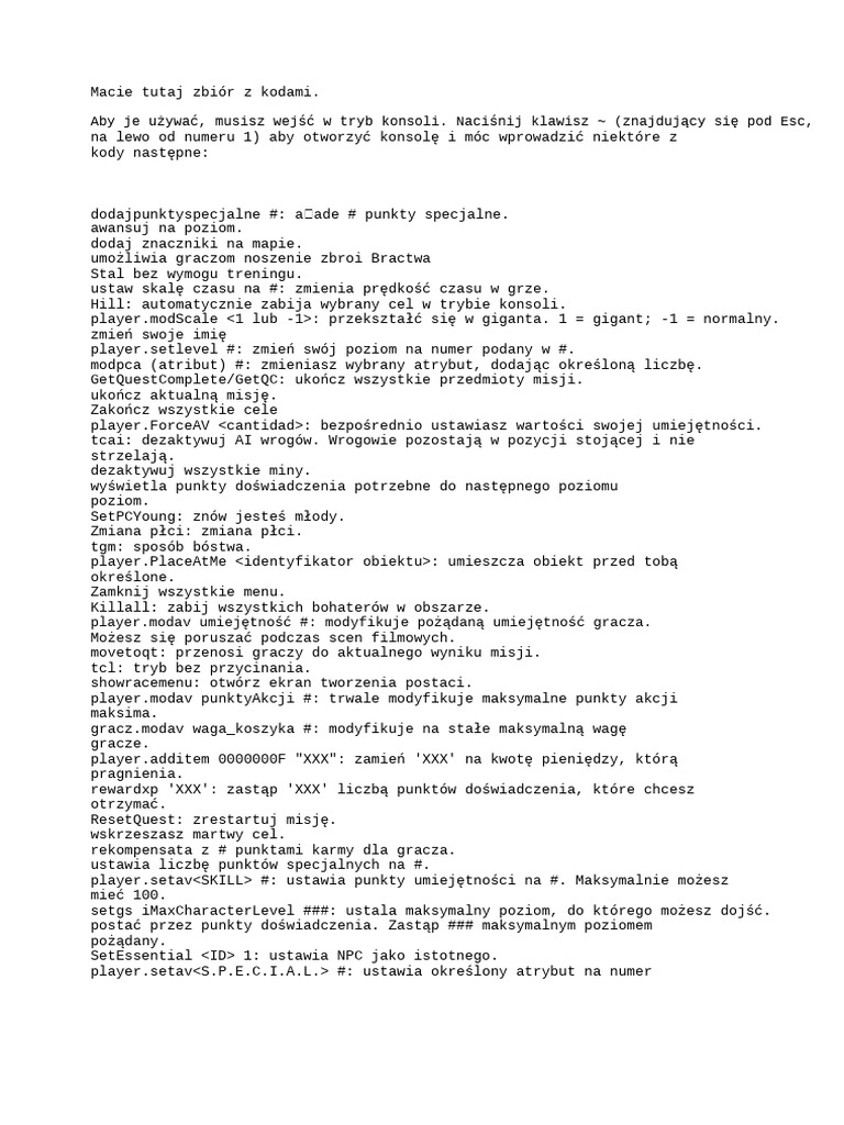 Kody Fallout 3 | PDF