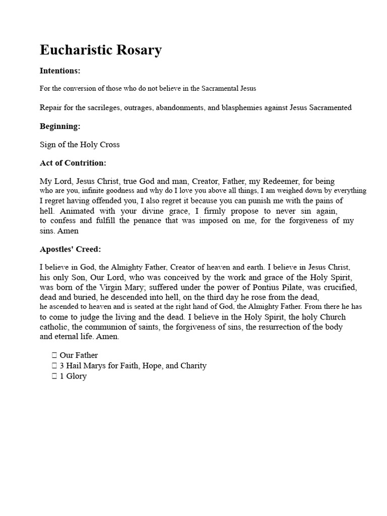 Eucharistic Rosary for Conversion and Faith | PDF | Eucharist | Jesus