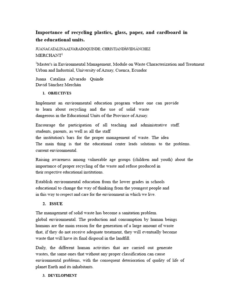 Recycling System in Educational Units | PDF | Recycling | Waste