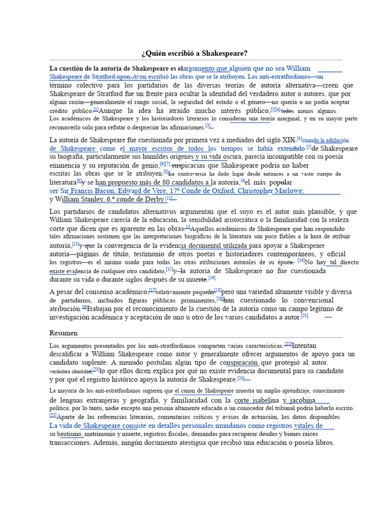 Controversia sobre la autoría de Shakespeare | PDF | William ...