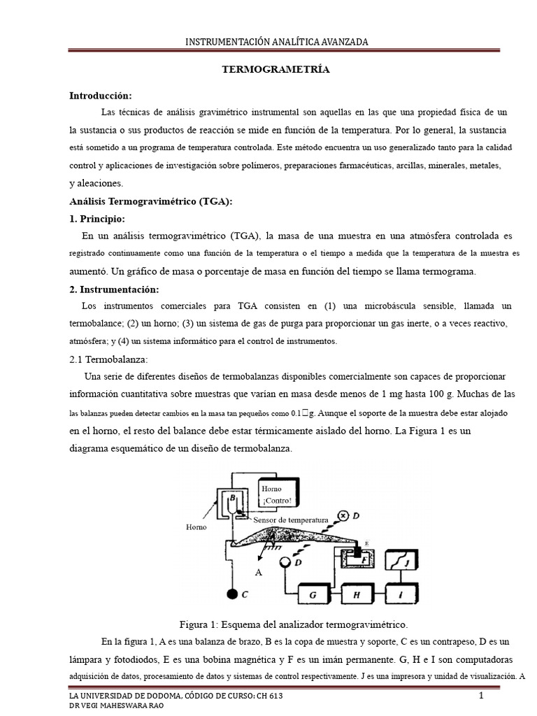Termogrametría: Análisis TGA y Aplicaciones | PDF | Análisis ...