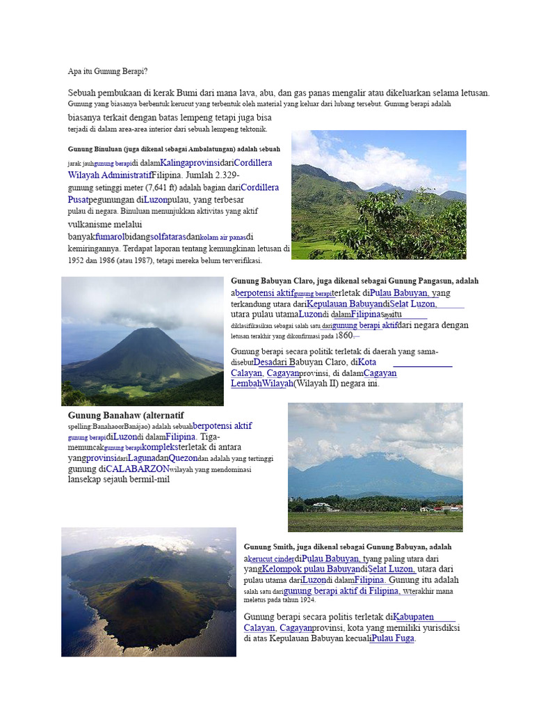 Jenis dan Lokasi Gunung Berapi di Filipina | PDF