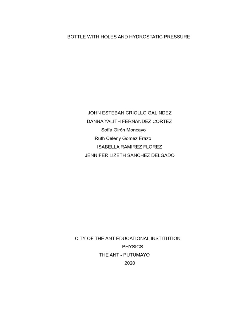 Hydrostatic Pressure Experiment | PDF | Pressure | Density