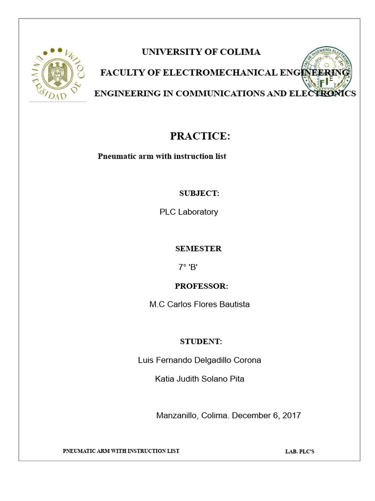 Pneumatic Arm PLC Control Guide | PDF | Programmable Logic Controller ...
