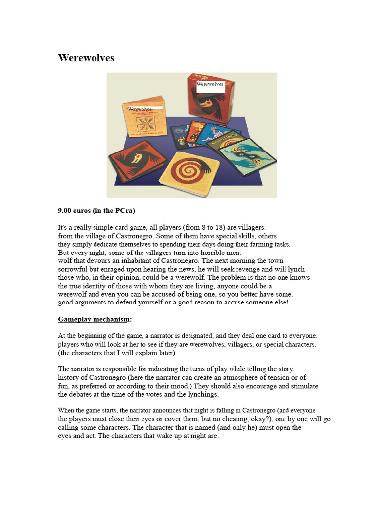 Werewolves Card Game Overview | PDF | Werewolves