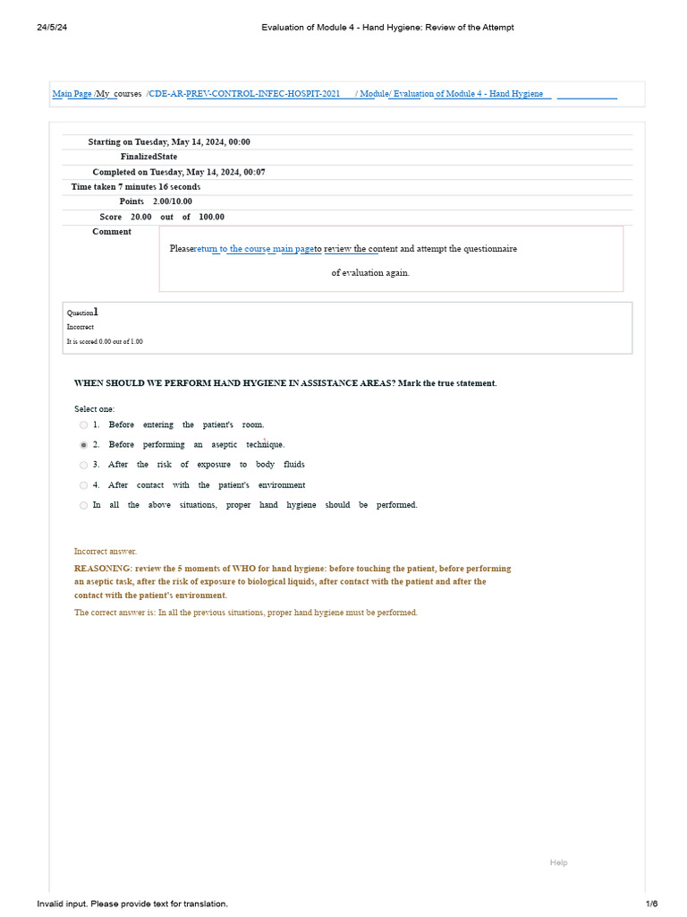 Hand Hygiene Module 4 Evaluation Review | PDF | Hand Washing | Hygiene