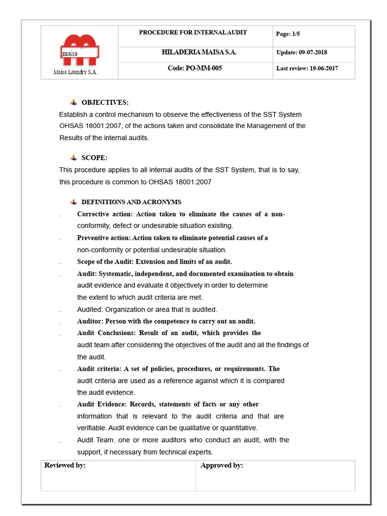 Internal Audit Procedure for SST System | PDF | Audit | Internal Audit