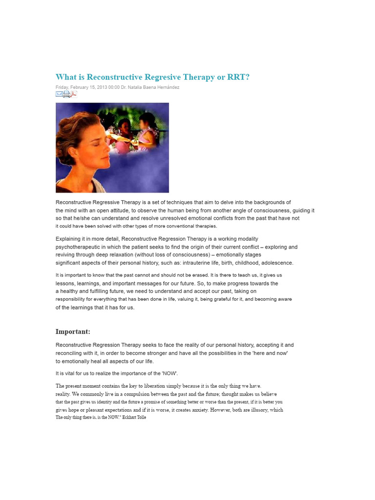 What Is Reconstructive Regression Therapy or RRT? | PDF | Psychotherapy ...