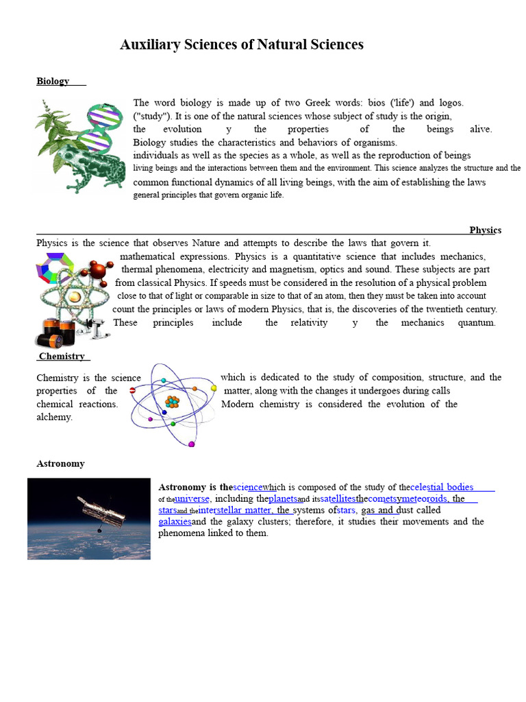 Auxiliary Sciences of Natural Sciences | PDF | Physics | Natural Sciences