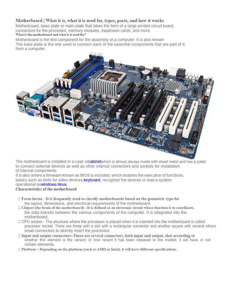 Understanding Motherboards: Types & Functions | PDF | Computer Data ...