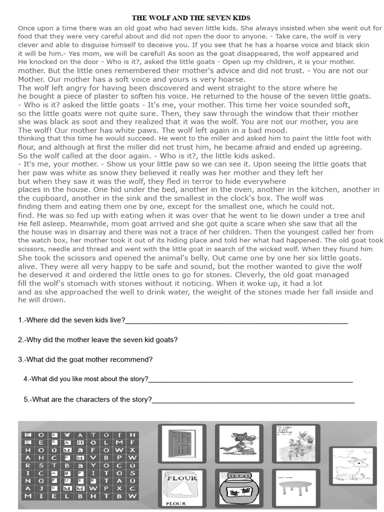 The Wolf and the Seven Kids Story | PDF