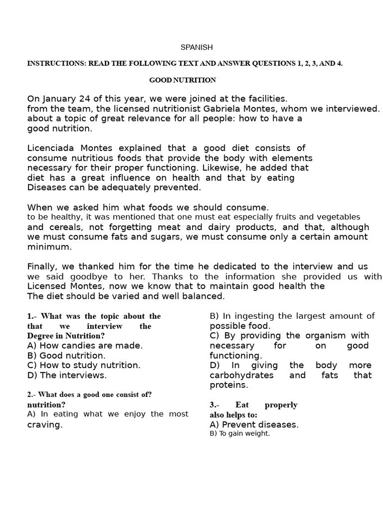 Fifth Grade Exam | PDF | Nutrition | Diet & Nutrition