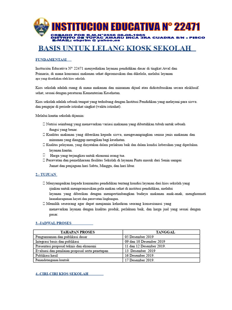 Lelang Kios Sekolah: Panduan dan Proses | PDF