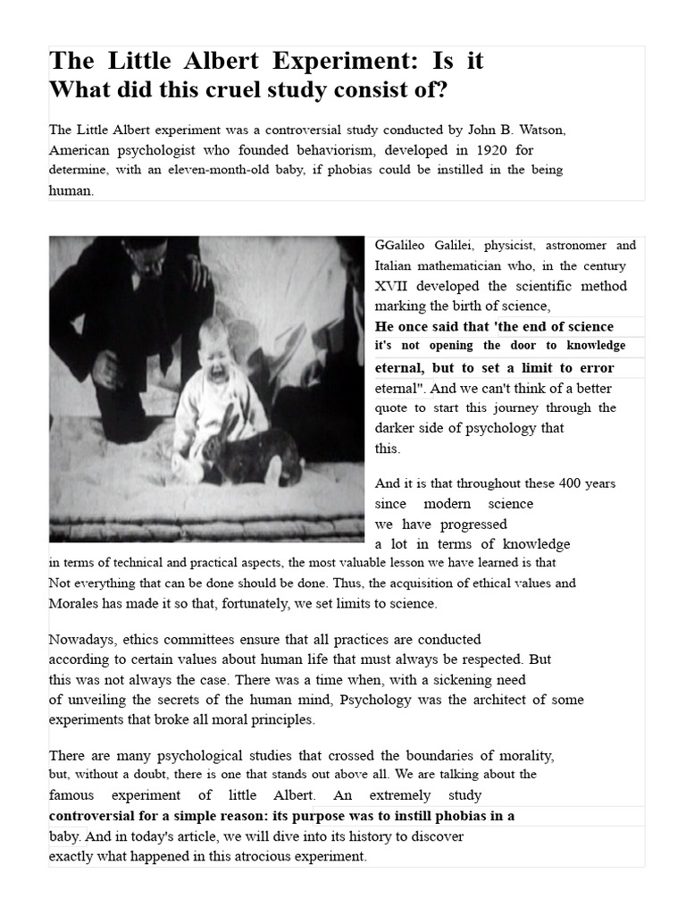 The Little Albert Experiment | PDF | Classical Conditioning | Behaviorism