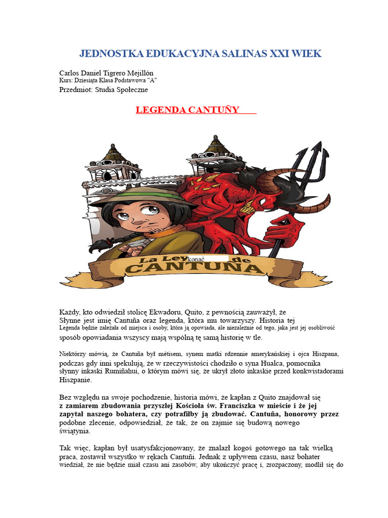 Legenda Cantuña | PDF