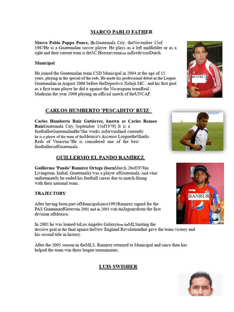 Biography of 10 Guatemalan Soccer Players 2 | PDF | Guatemala ...