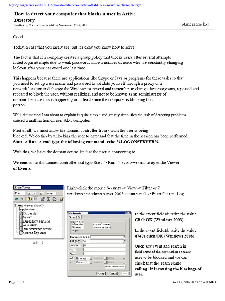 How To Detect Your Computer That Blocks A User in Active | PDF | User ...