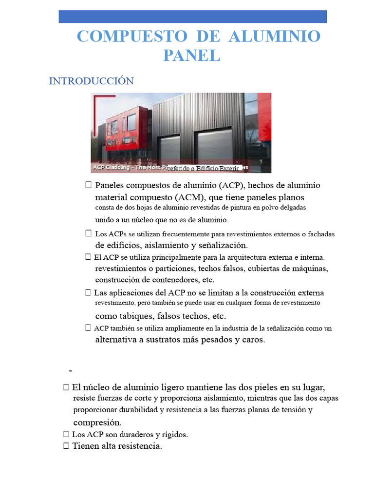 Ventajas y Usos de Paneles ACP | PDF | Aluminio | Revestimiento