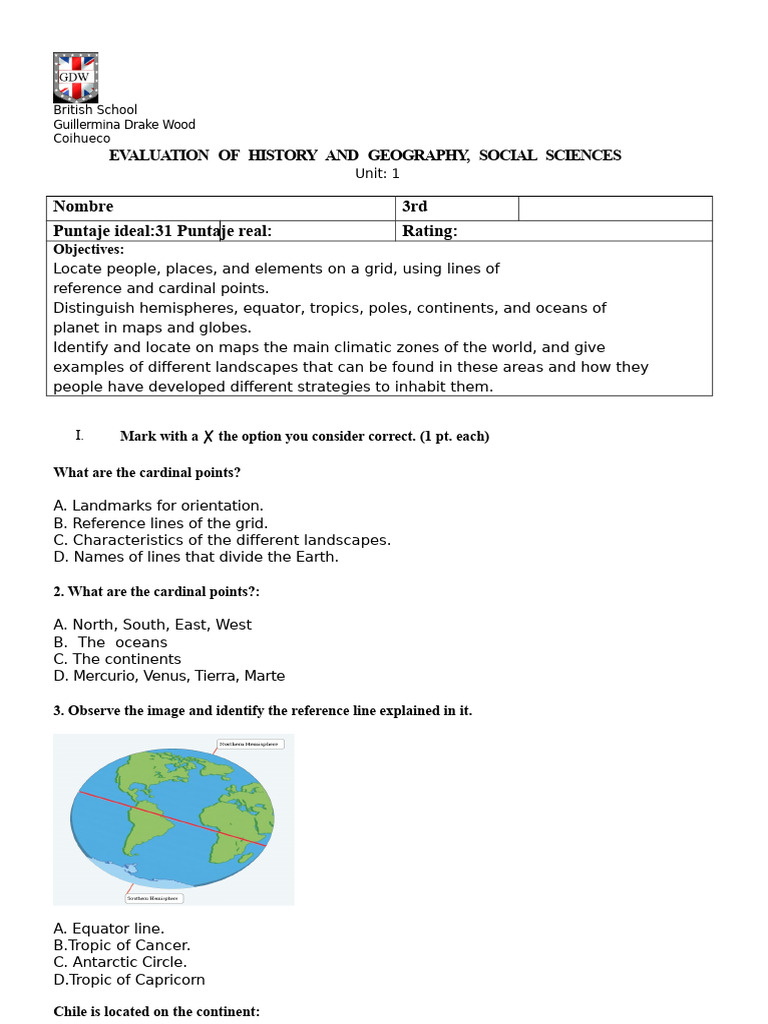 History Assessment For Third Grade | PDF