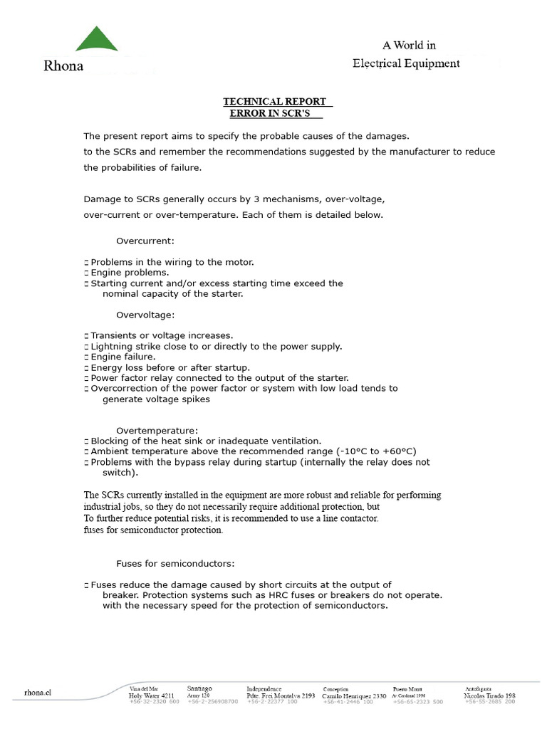 SCR Damage Causes and Solutions Report | PDF | Fuse (Electrical) | Relay