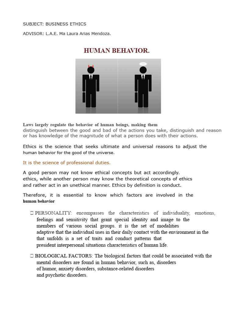 Ethics and Human Conduct | PDF | Mental Disorder | Human Behavior