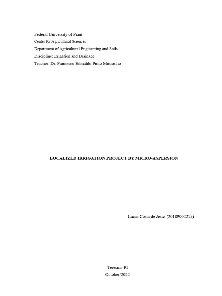 Micro-Sprinkler Irrigation Project Guide | PDF | Hydrology ...