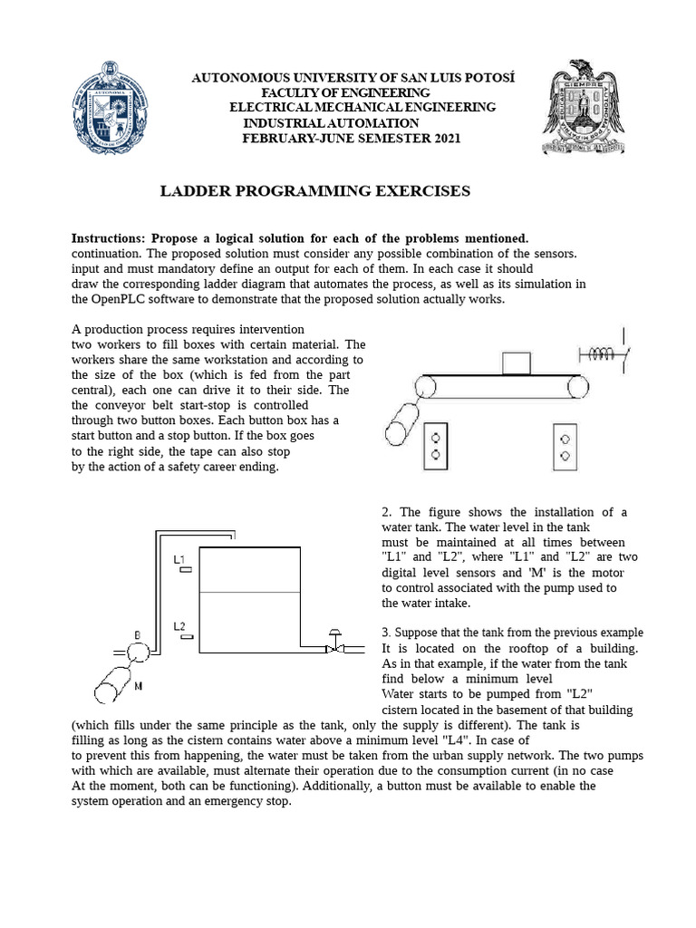 Ladder Programming Exercises for Automation | PDF | Mechanical Engineering