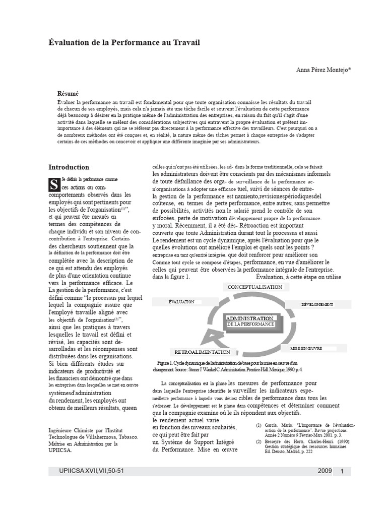 Évaluation de la Performance au Travail | PDF | Business | Gestion des ...